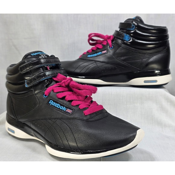 Reebok | Shoes | Reebok Classic Freestyle Hi Easytone Black Pink Blue ...